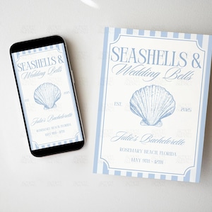 Beach Bachelorette Invitation Seashells and Wedding Bells Bachelorette ...