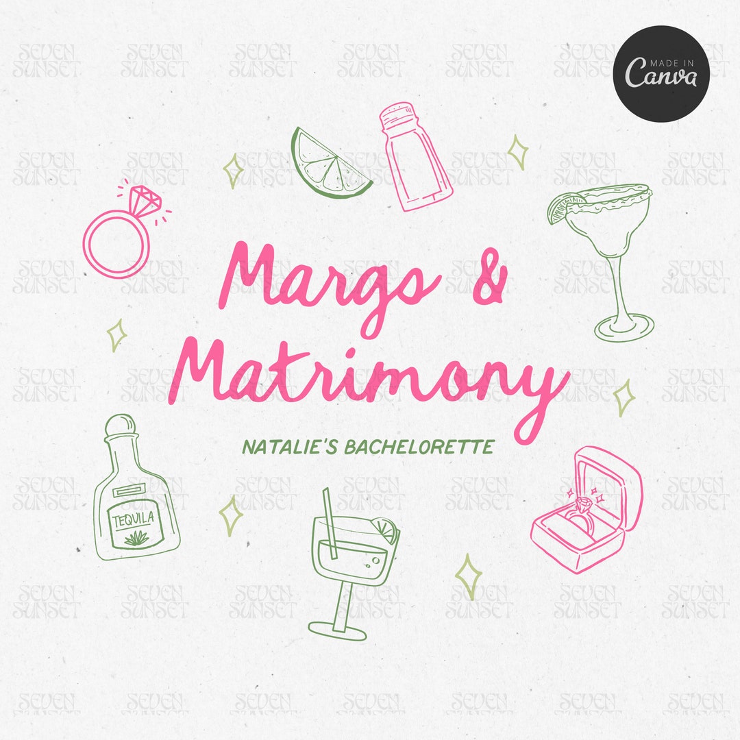 Margs and Matrimony Bachelorette Logo Editable Template Margarita ...