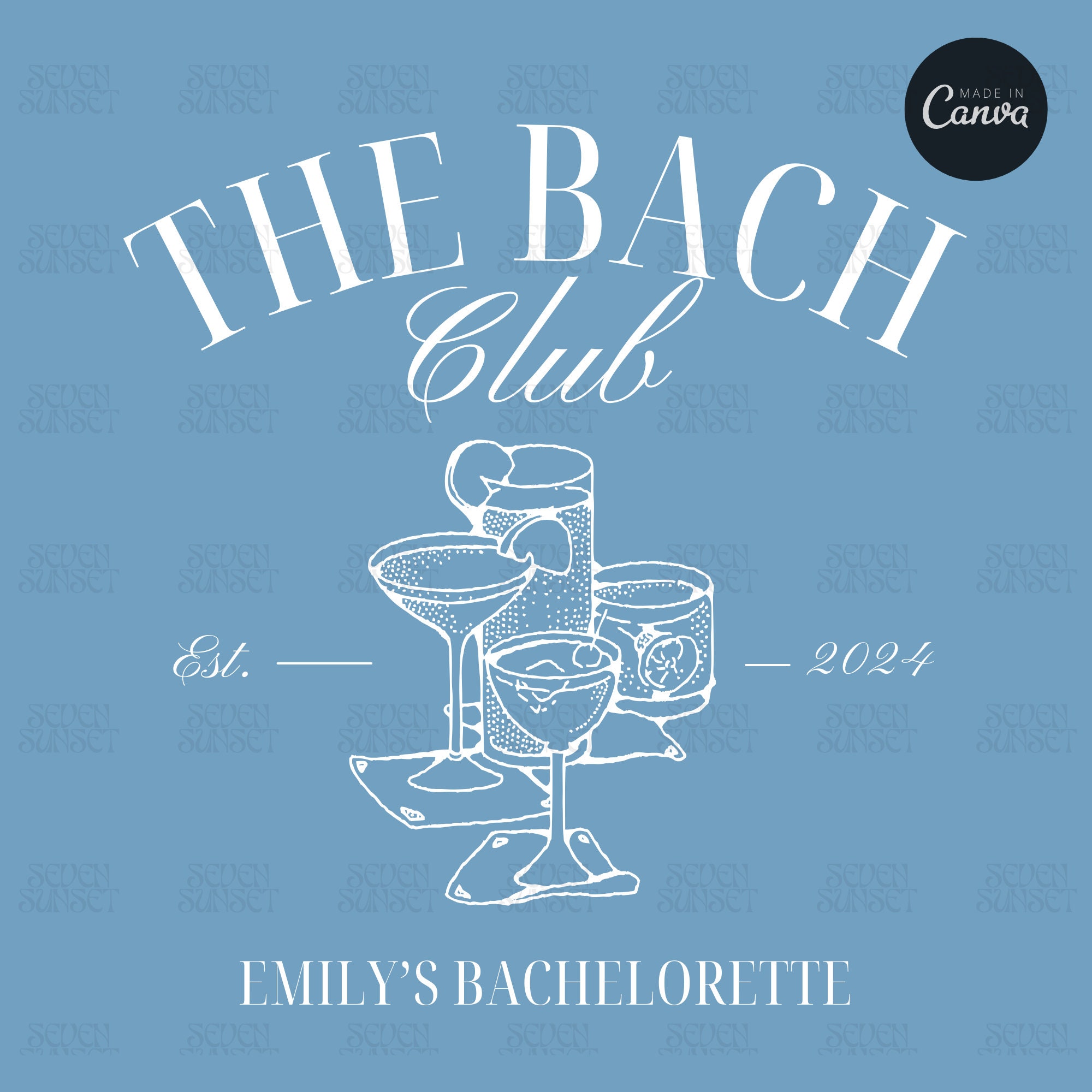 The Bach Club Logo, Bachelorette Social Club, Editable Canva Template ...