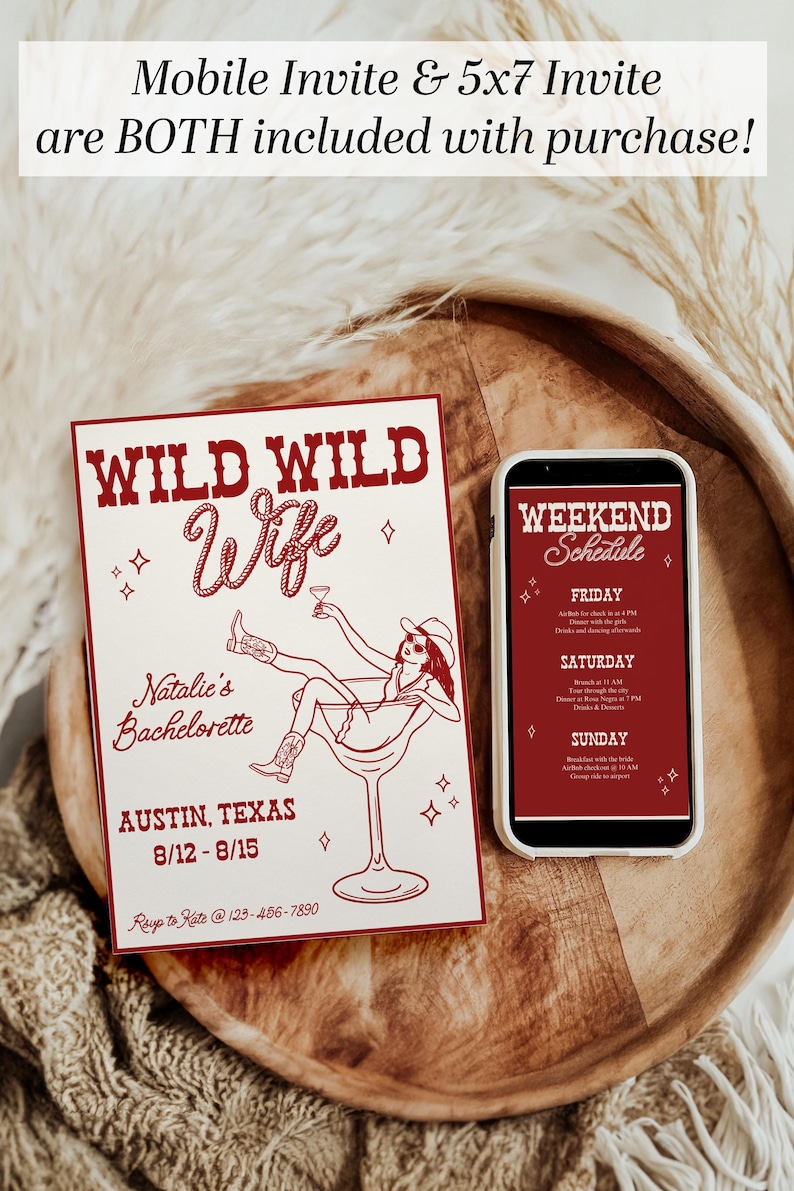 Wild Wild Wife Invitation, Cowgirl Bachelorette Itinerary, Editable ...