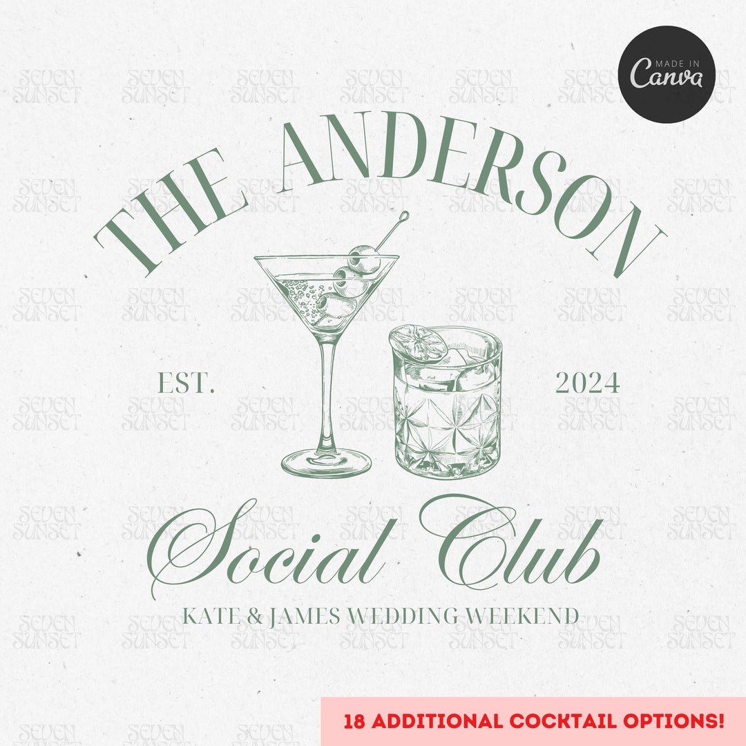 Luxury Bach Drink Template Social Cocktail Club Editable Canva Template ...