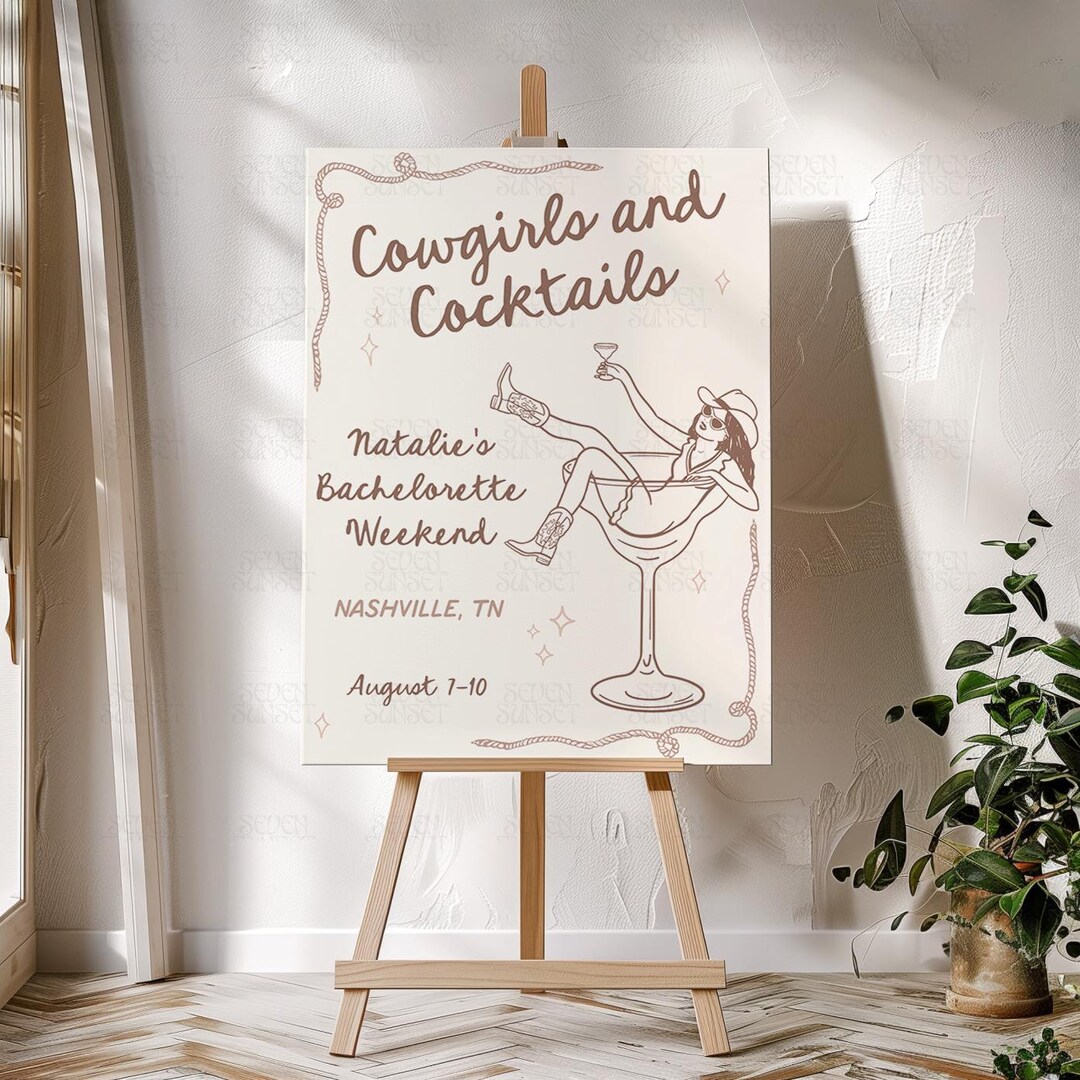 Cowgirls and Cocktails Bachelorette Welcome Sign Cowgirl Bach Sign Last ...
