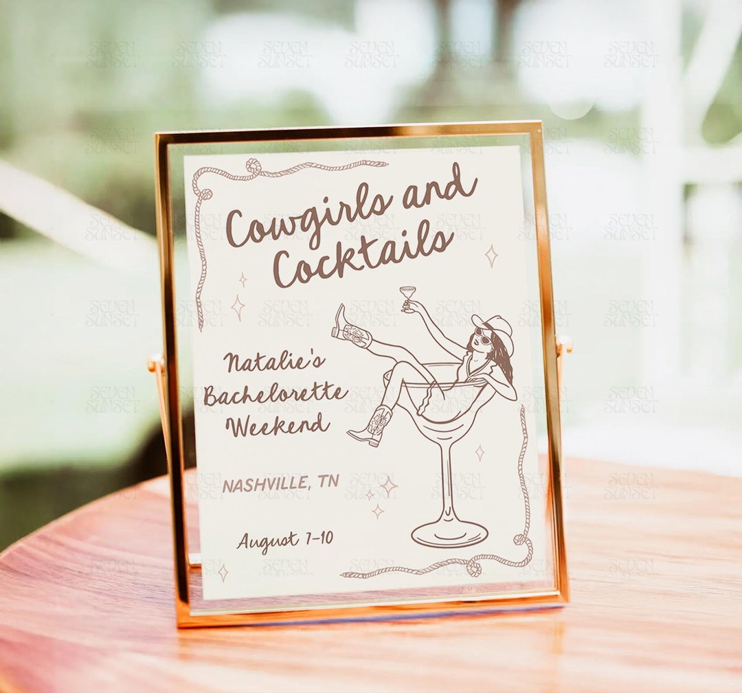 Cowgirls and Cocktails Bachelorette Sign Cowgirl Bach Welcome Sign Last ...