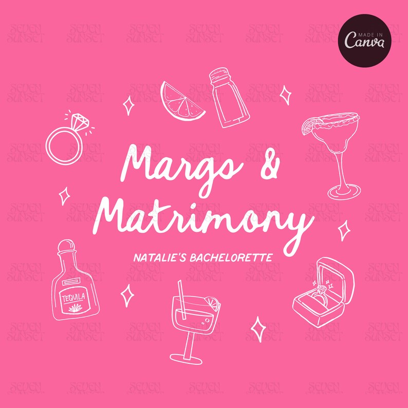 Margs and Matrimony Bachelorette Logo Editable Template Margarita ...