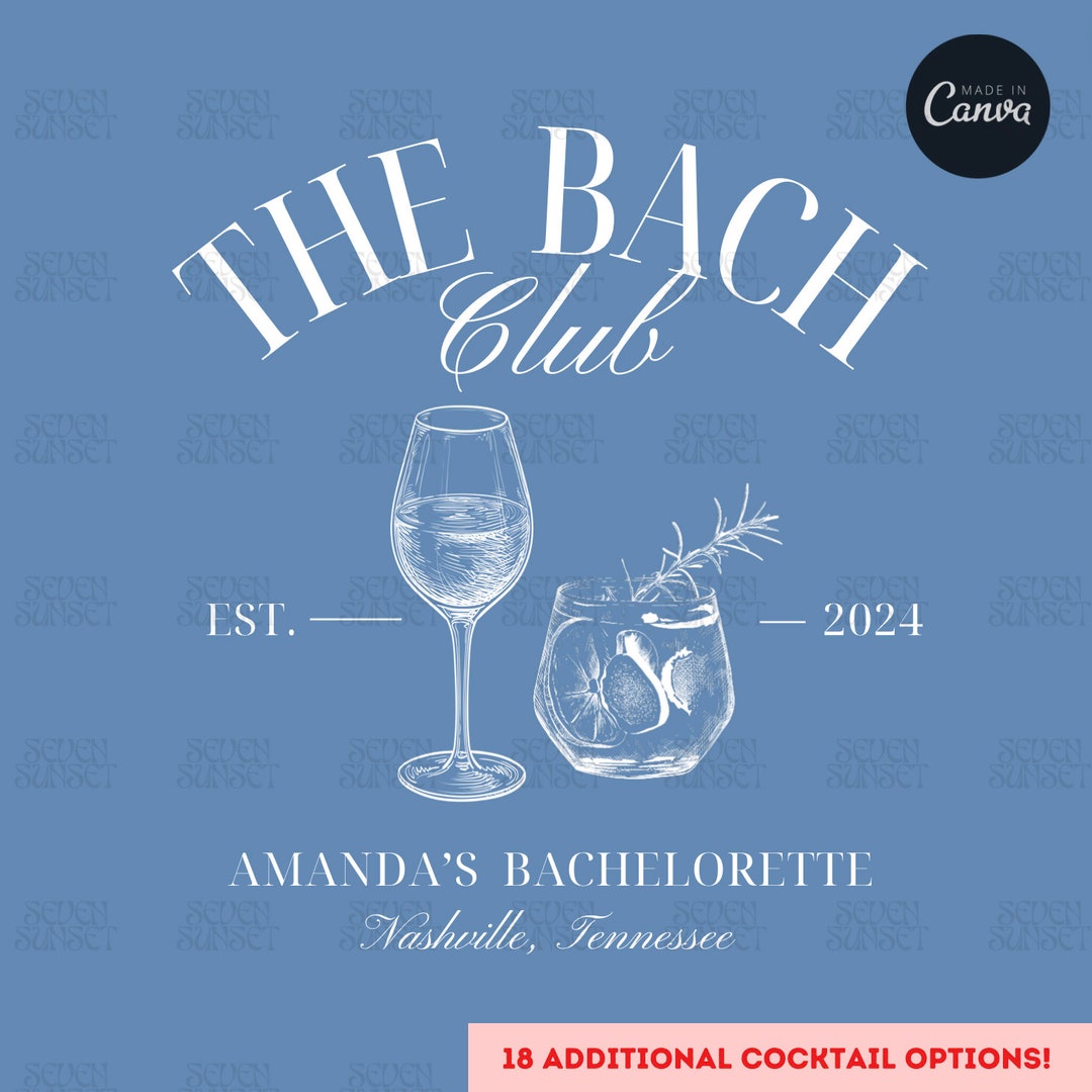 Luxury Bach Drink Template Social Cocktail Club Editable Canva Template ...