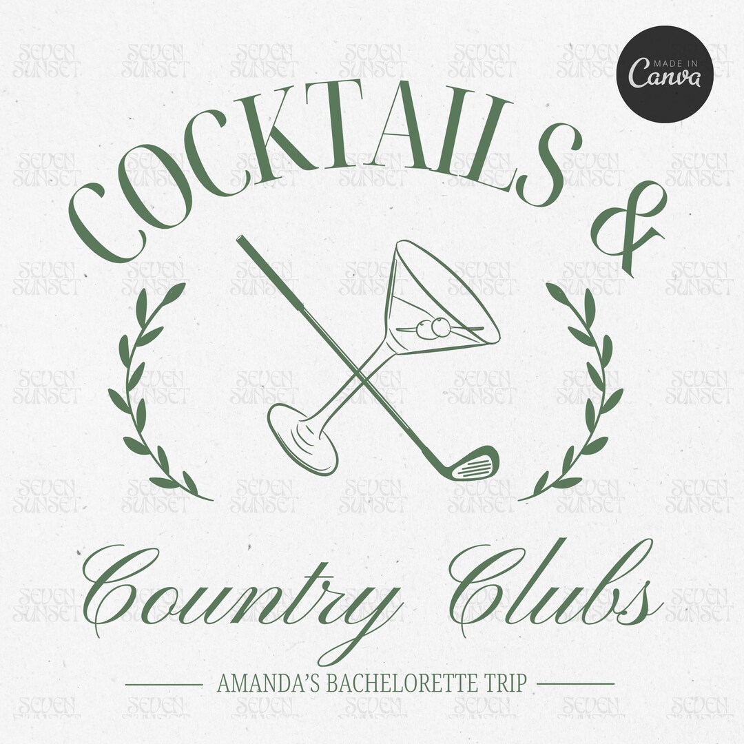 Cocktails and Country Clubs Logo Golf Bachelorette Merch Design Last ...