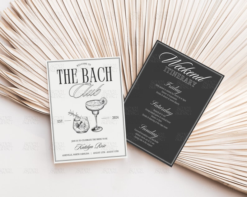 The Bach Club Invitation Luxury Bachelorette Itinerary the Bach Social ...