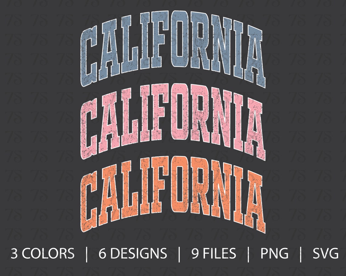 California SVG | Preppy California PNG | Vintage Athletic Shirt Design ...