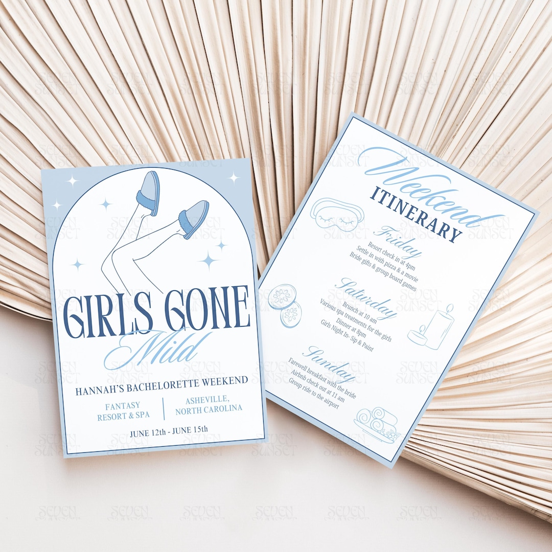 Girls Gone Mild Bachelorette Invitation Spa Bachelorette Itinerary ...