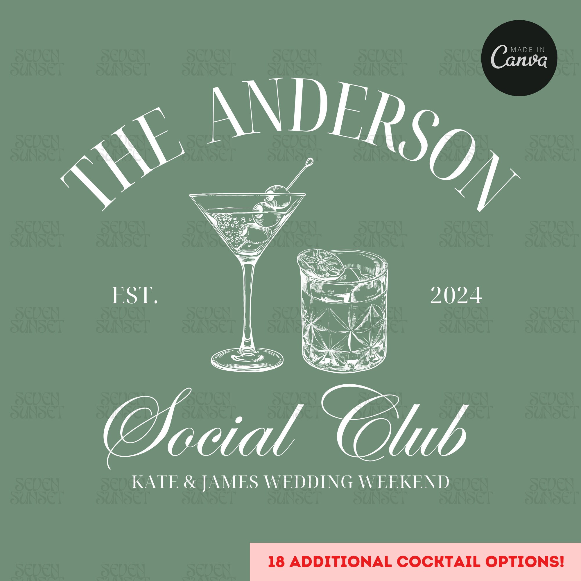 Luxury Bach Drink Template Social Cocktail Club Editable Canva Template ...