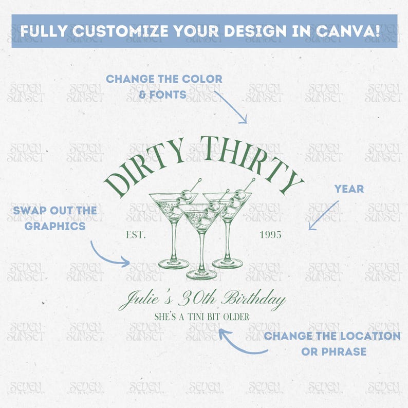 Dirty Thirty Logo Template Martini Birthday Design 30th Birthday ...
