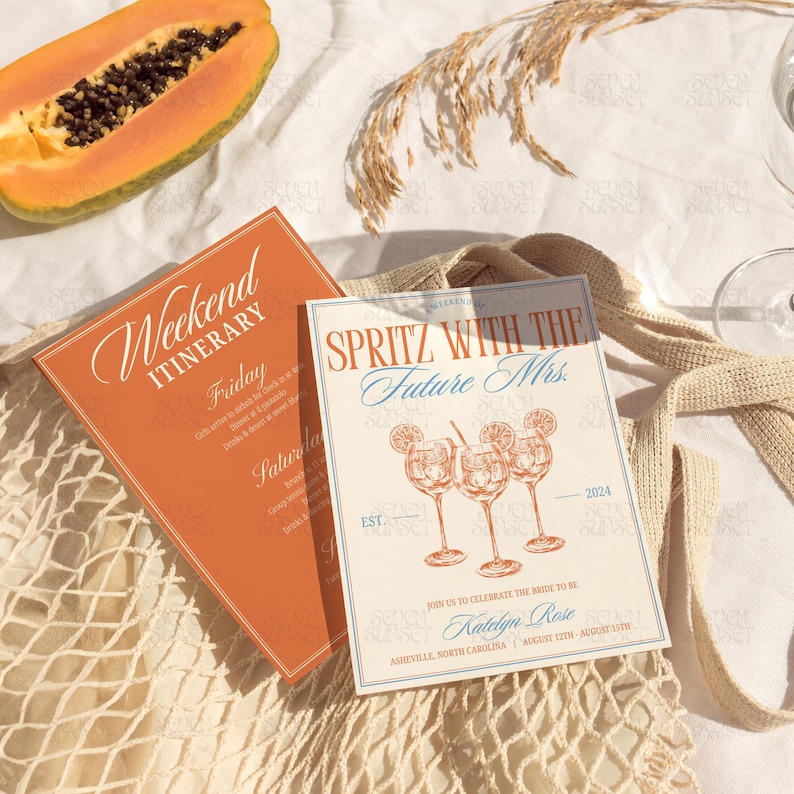 Spritz Bachelorette Party Invite Spritz With Mrs Itinerary Sun and ...