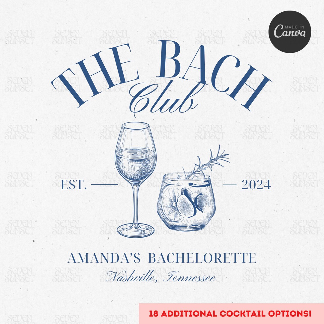 Luxury Bach Drink Template Social Cocktail Club Editable Canva Template ...