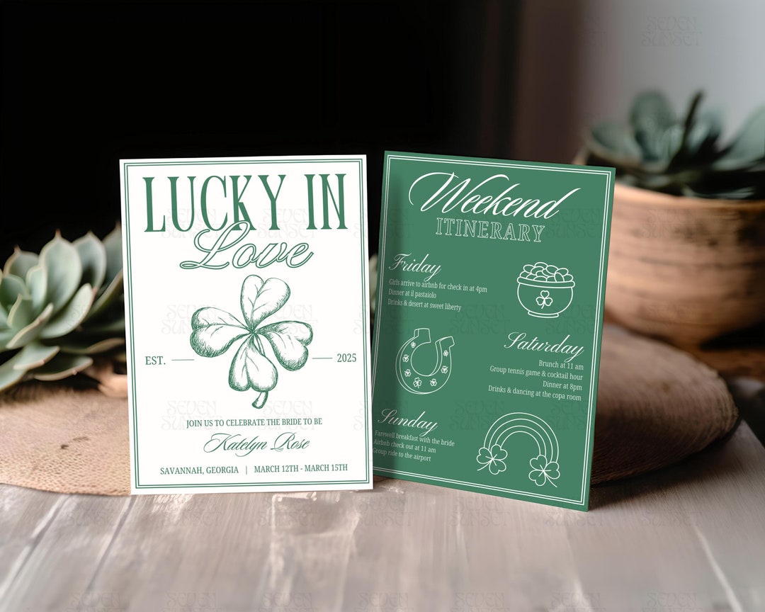 Lucky in Love Bachelorette Invitation St Patricks Day Bachelorette ...
