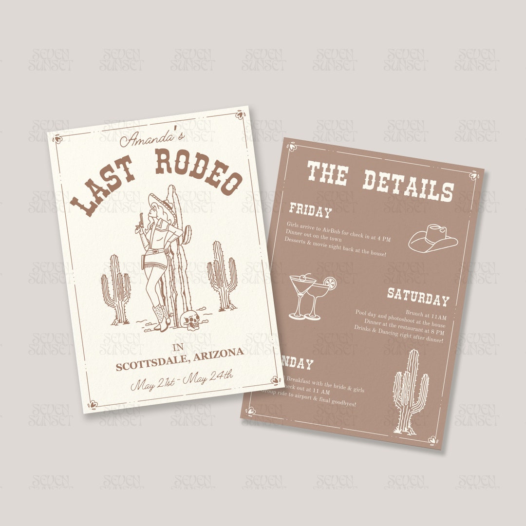 Last Rodeo Bachelorette Invitation Scottsdale Editable Invitation ...