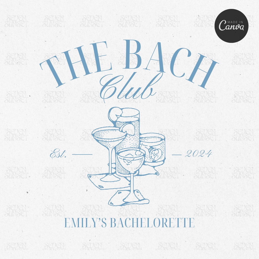 The Bach Club Logo, Bachelorette Social Club, Editable Canva Template ...