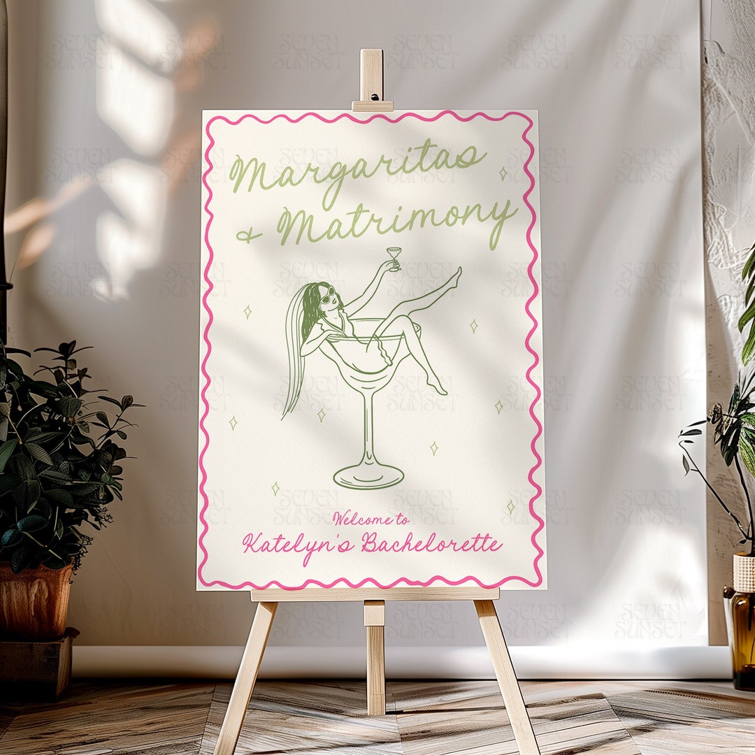 Margs and Matrimony Welcome Sign Margaritas Matrimony Bachelorette Sign ...