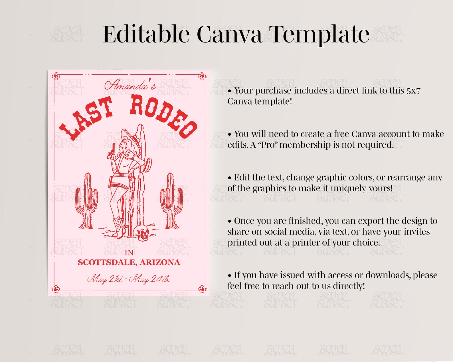Last Rodeo Bachelorette Invitation Scottsdale Editable - Etsy