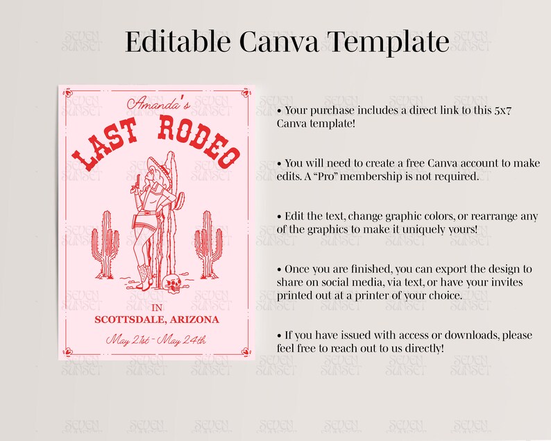 Last Rodeo Bachelorette Invitation Scottsdale Editable - Etsy