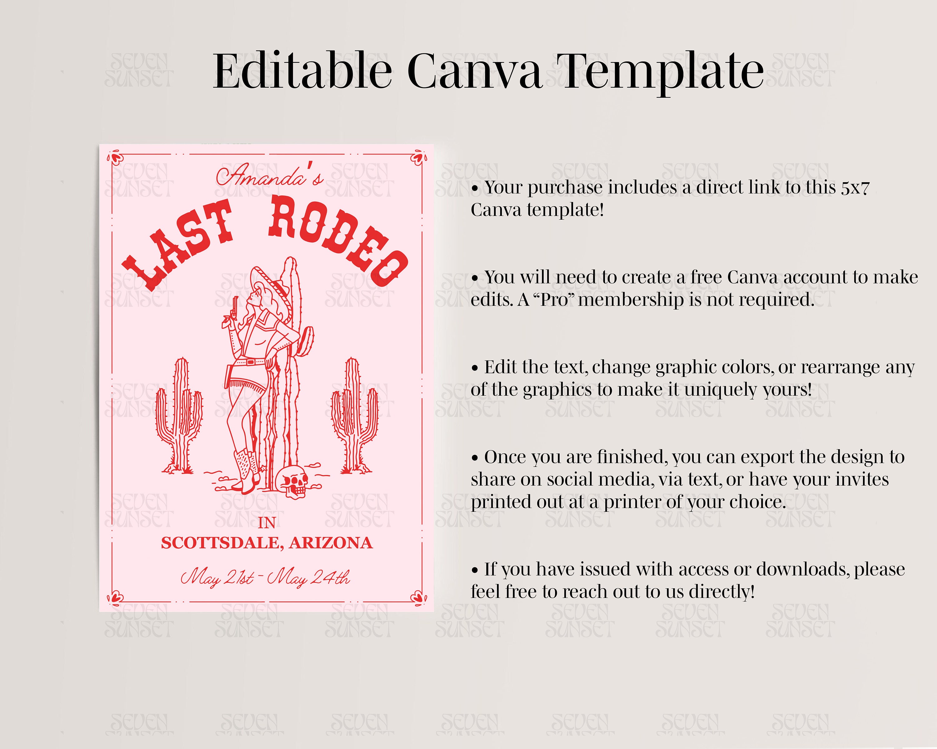 Last Rodeo Bachelorette Invitation Scottsdale Editable - Etsy
