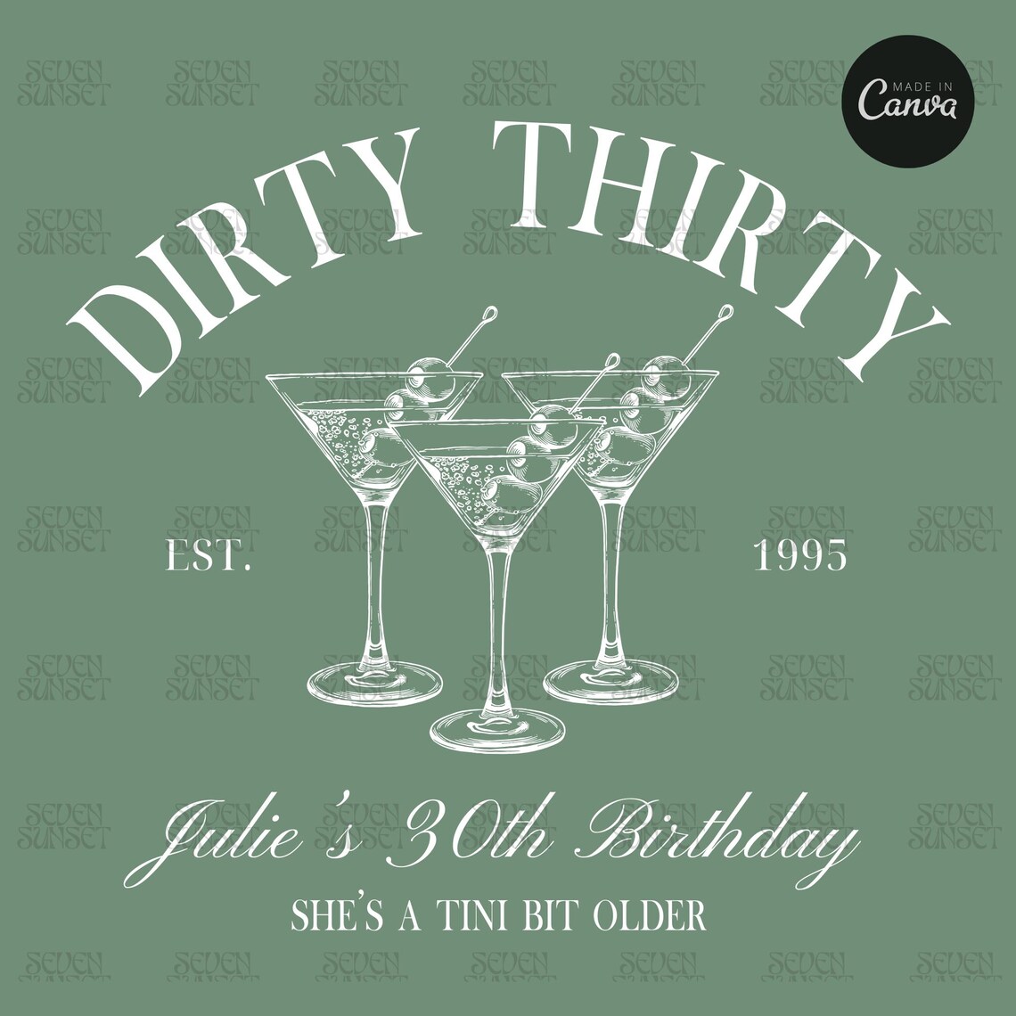 Dirty Thirty Logo Template Martini Birthday Design 30th Birthday ...