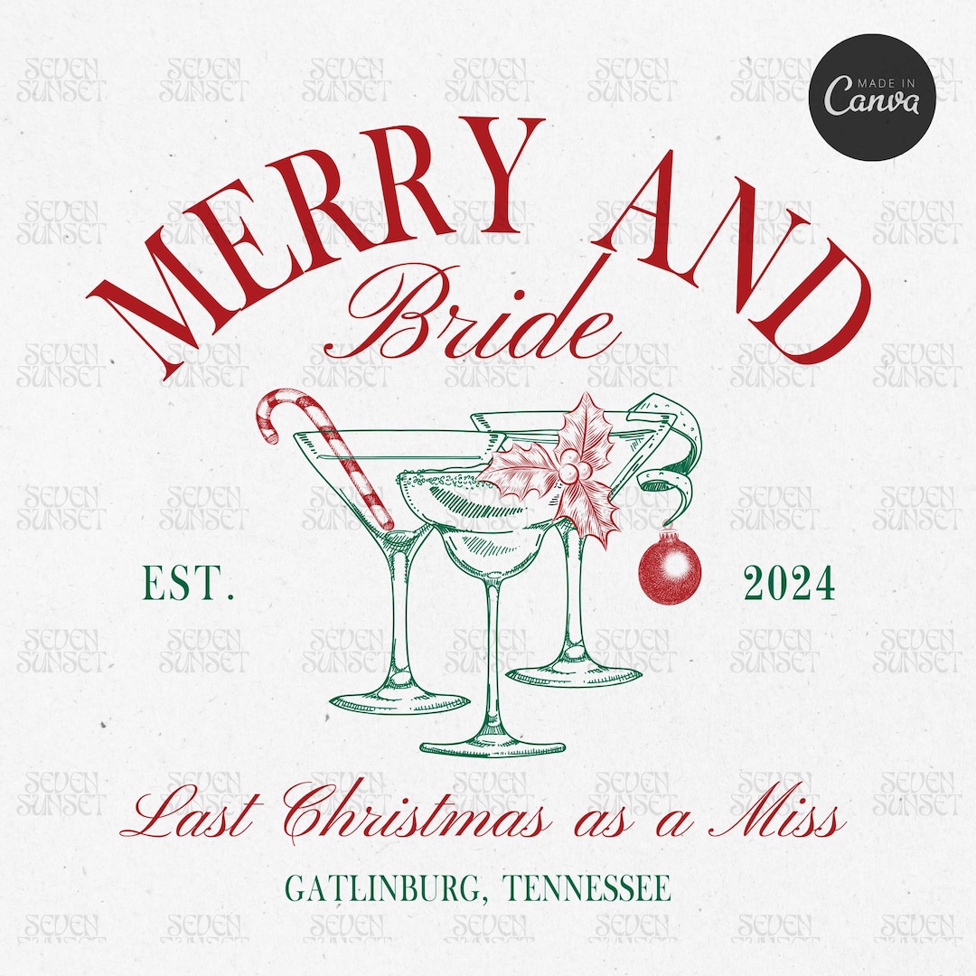 Christmas Bachelorette Logo Merry and Bride Template Christmas Bach ...