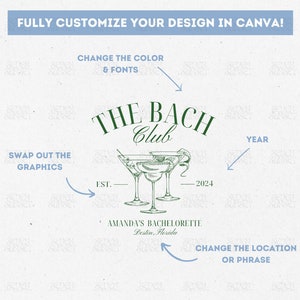 The Bach Club Logo, Bachelorette Social Club, Editable Canva Template ...