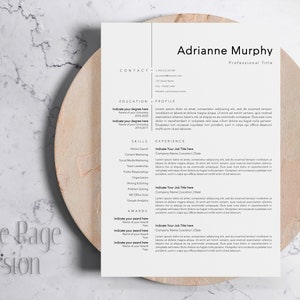 Clean and Modern Resume Template for Word & Page, Minimalist Layout, CV ...