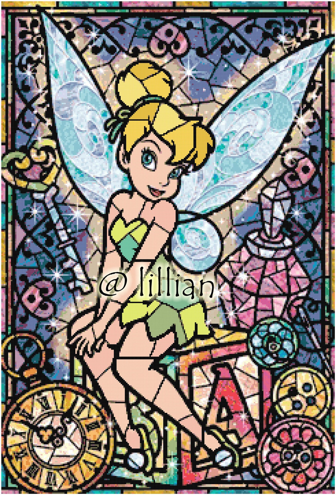 PDF Stained Glass Art TINKERBELL FAIRY Cross Stitch Pattern - Etsy