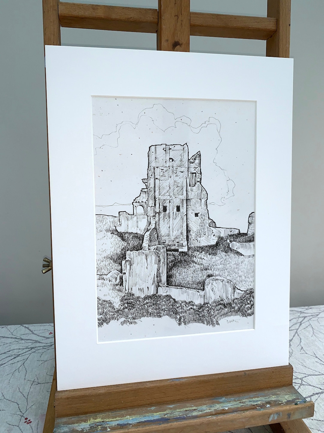 Corfe Castle in Dorset; Original Signed A4 Pen & Ink Illustration - Etsy