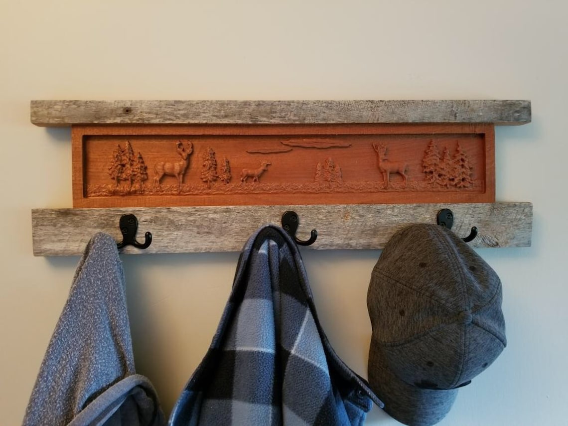 Coat Rack for Wall Hunting themed Coat Rack Art Coat Rack | Etsy