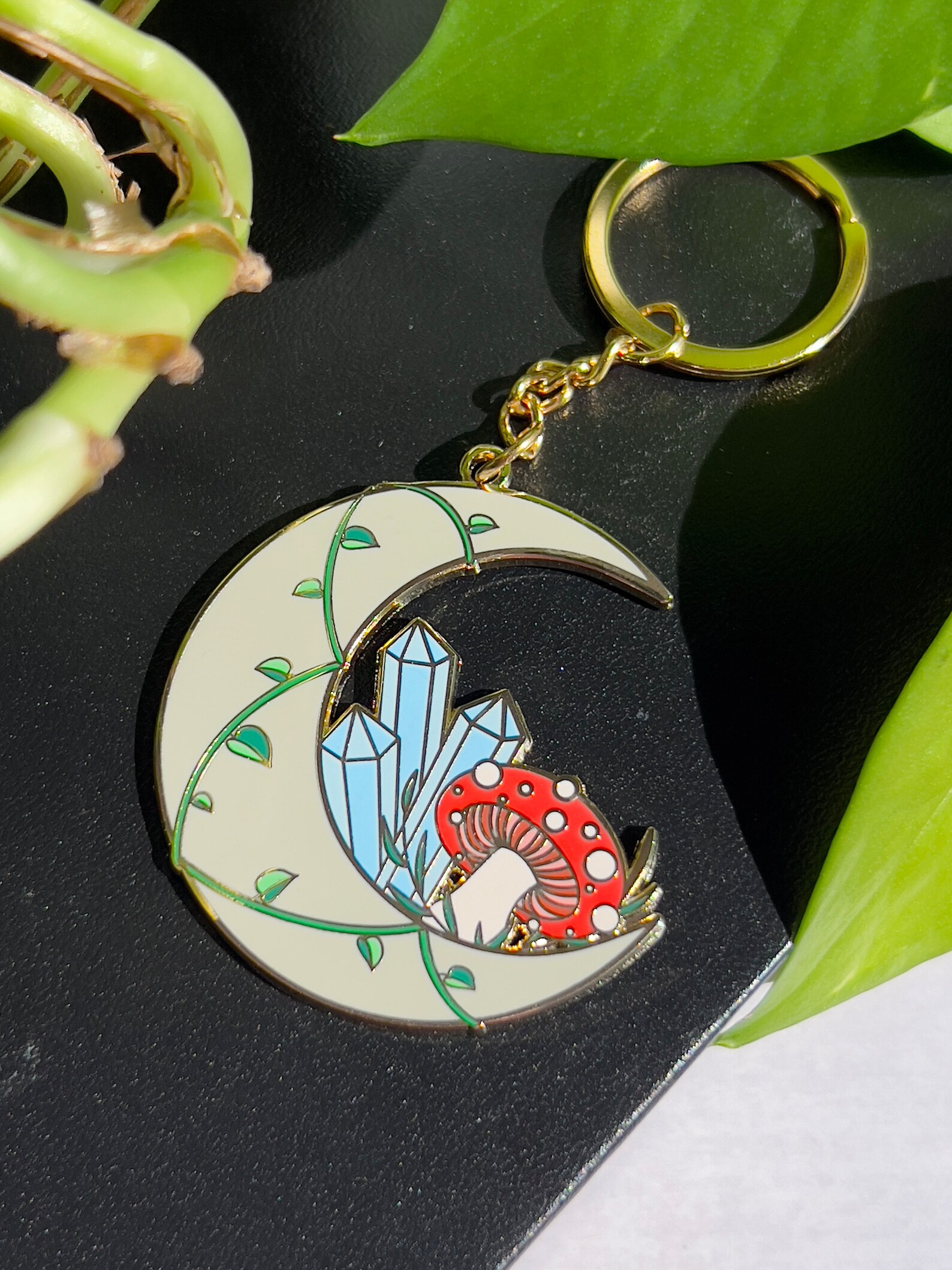 Moon & Mushroom Keychain, Mushroomcore Keychain, Mushie Keychain ...