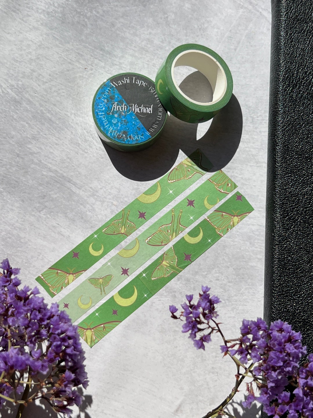Luna Moth Washi Tape, Green Washi Tape, Moon Washi Tape, Luna Moth ...