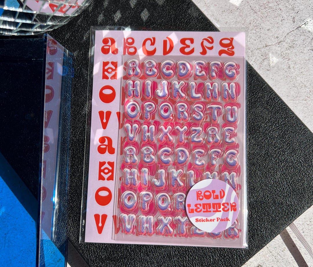 Bold Letter Sticker Pack, Alphabet Stickers, Bubble Letter Stickers ...