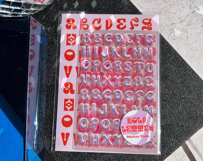 Bold Letter Sticker Pack, Alphabet Stickers, Bubble Letter Stickers ...