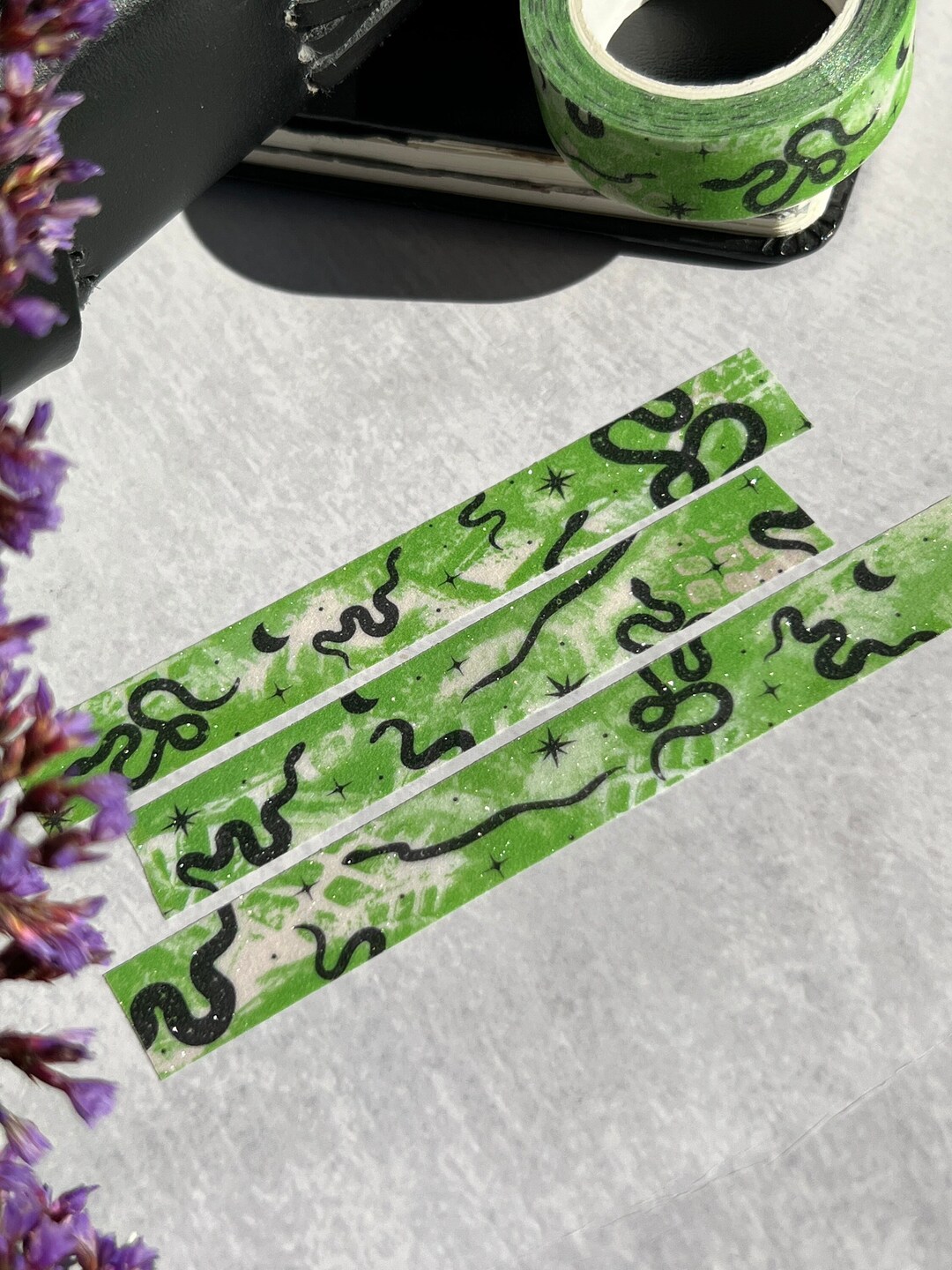 Snake Glitter Washi Tape, Neon Washi Tape, Green Washi Tape, Celestial ...