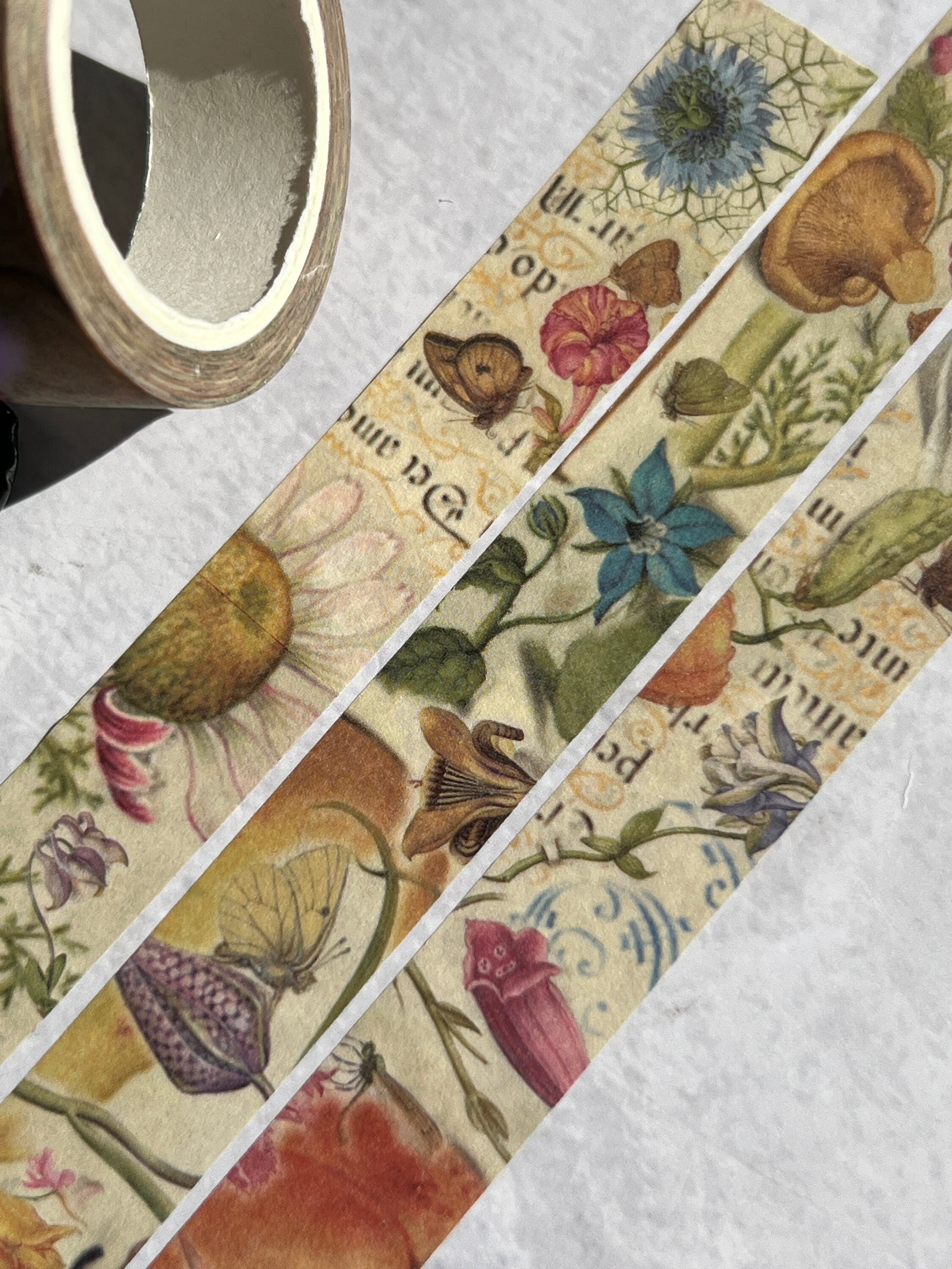 Antique Floral Washi Tape Set, Calligraphy Washi Tape, Antique Floral ...