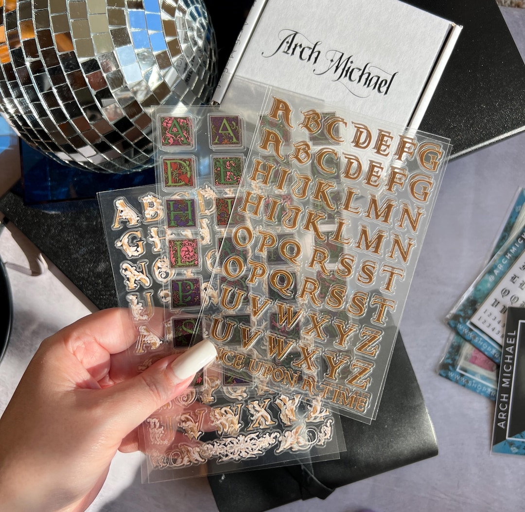 Storybook Letter Sticker Pack, Alphabet Stickers, Gold Letter Stickers ...