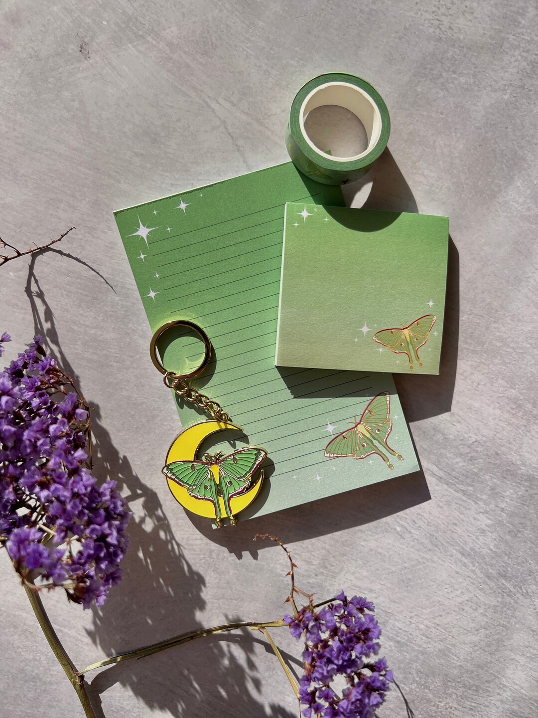 Luna Moth Stationery Bundle, Moon Moth Notepad, Witchy Stationery ...