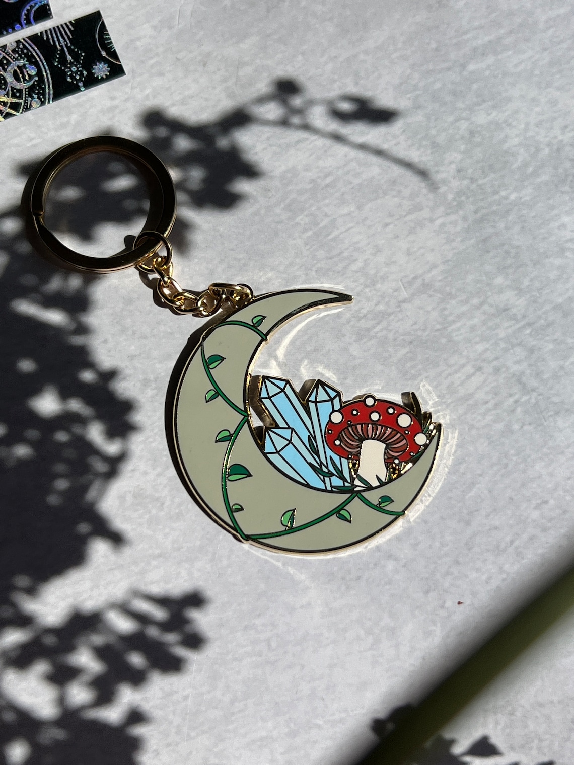 Moon & Mushroom Keychain, Mushroomcore Keychain, Mushie Keychain ...