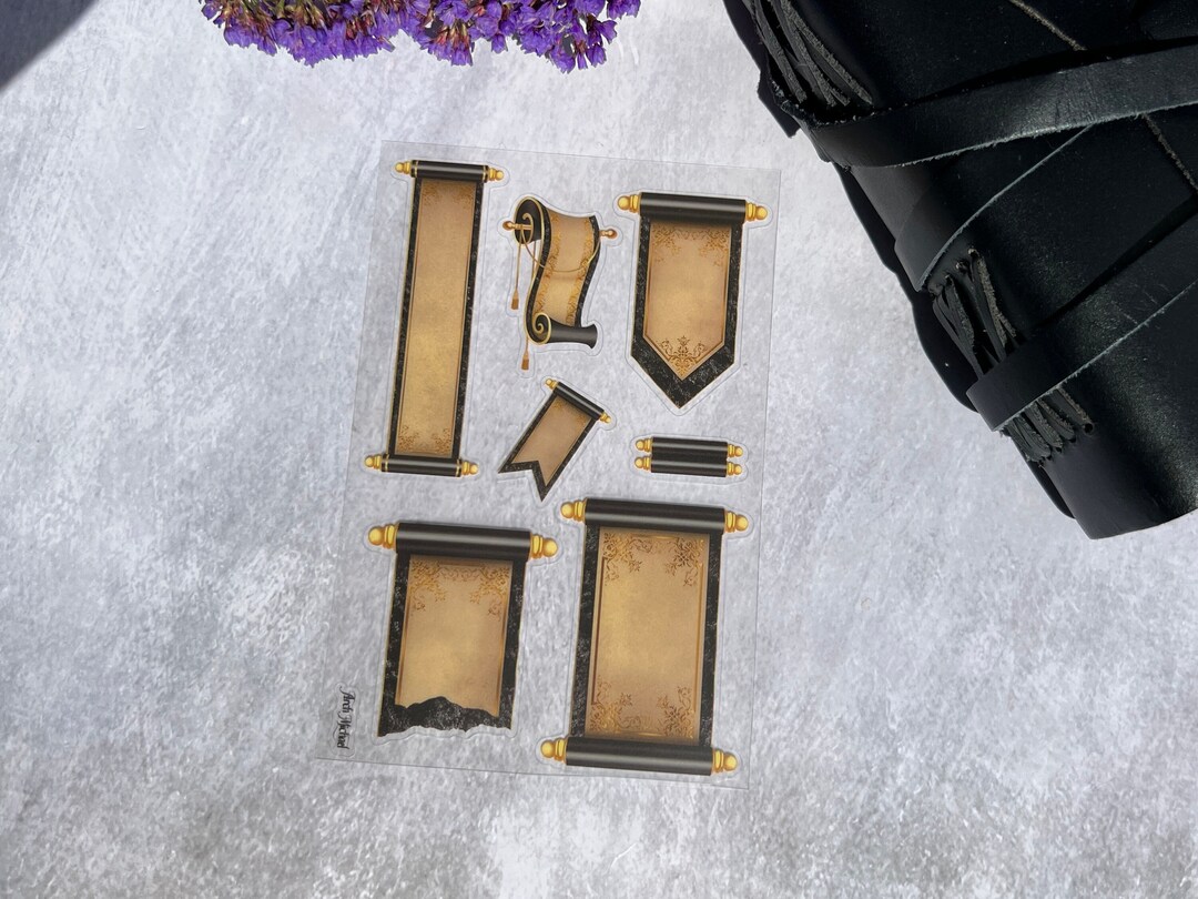 Black Scrolls Sticker Sheet, Scroll Stickers, Junk Journal Stickers ...