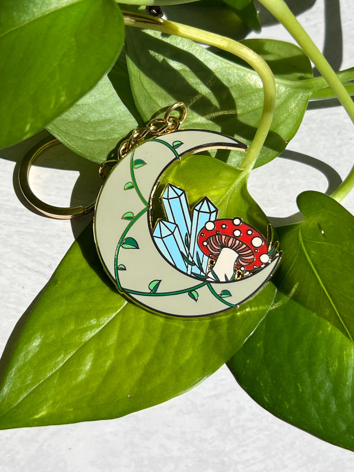 Moon & Mushroom Keychain, Mushroomcore Keychain, Mushie Keychain ...