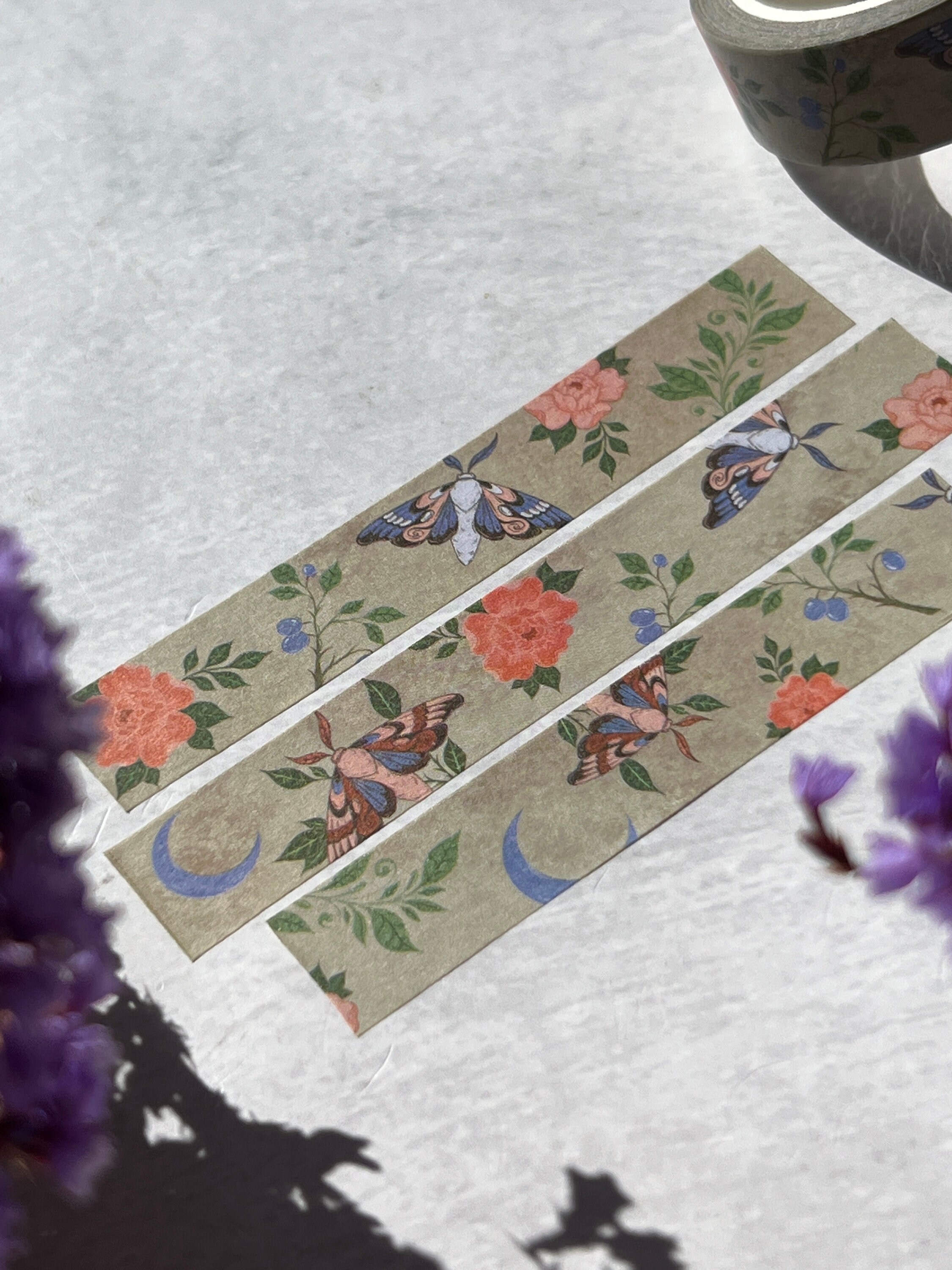 Moth and Rose Washi Tape Vintage Style Washi Tape Moth Washi - Etsy