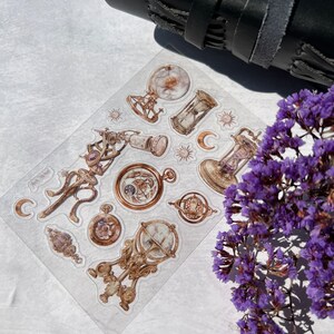 Time & Space Sticker Sheet, Steampunk Sticker Sheet, Clock Washi Tape ...