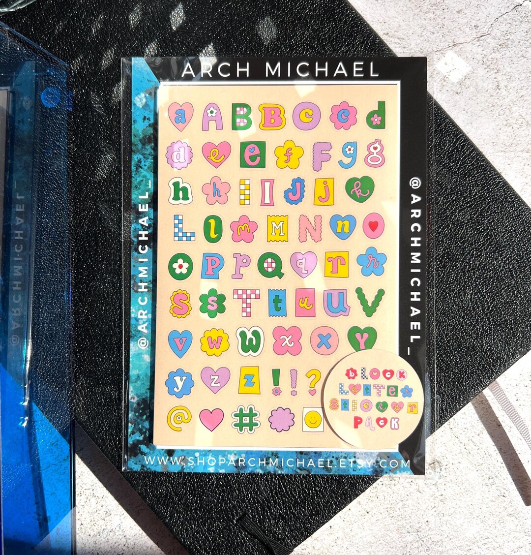 Block Letter Sticker Pack, Alphabet Stickers, Bubble Letter Stickers ...