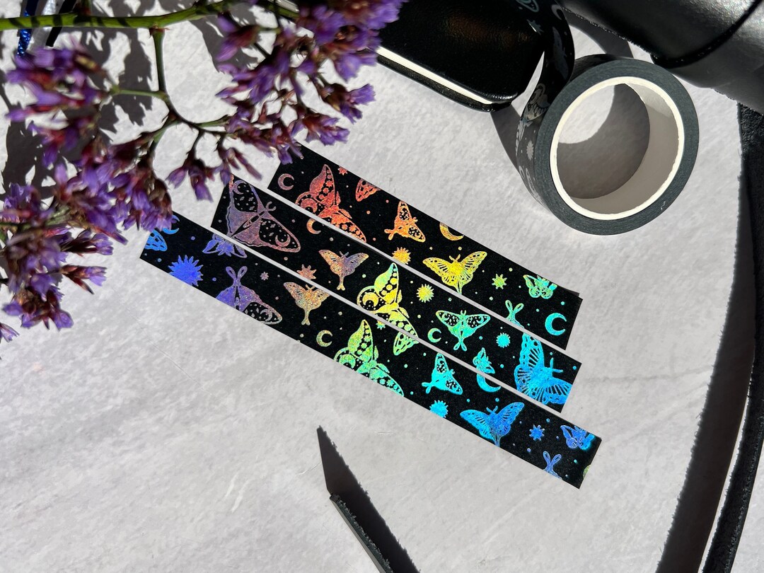 Butterfly Holographic Washi Tape, Moth Washi Tape, Holographic Moon ...