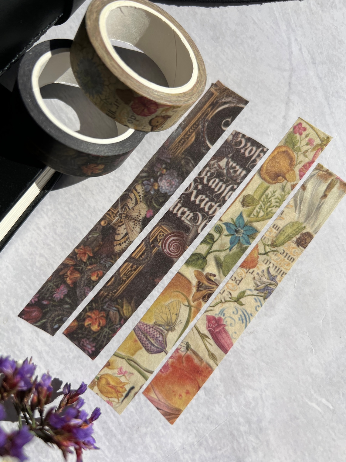 Antique Floral Washi Tape Set, Calligraphy Washi Tape, Antique Floral ...