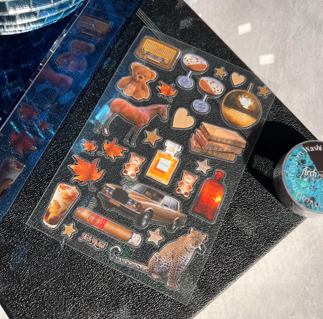 Brown Aesthetic Sticker Sheet, Retro Sticker Pack, Color Story Stickers ...