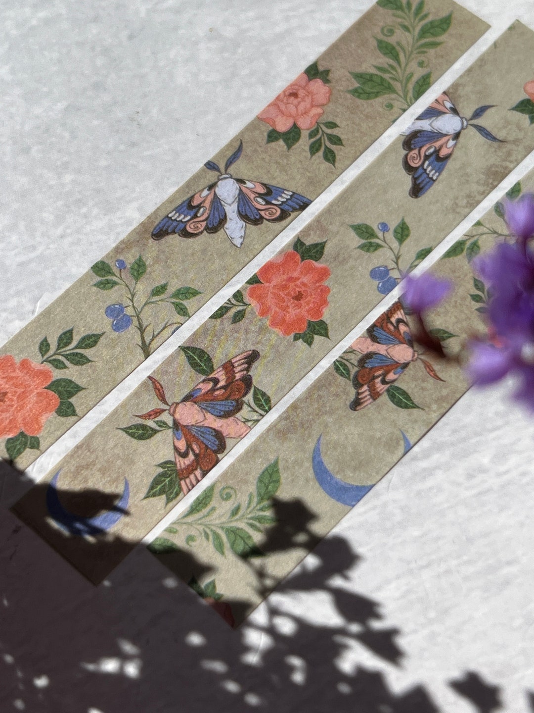 Moth and Rose Washi Tape Vintage Style Washi Tape Moth Washi - Etsy