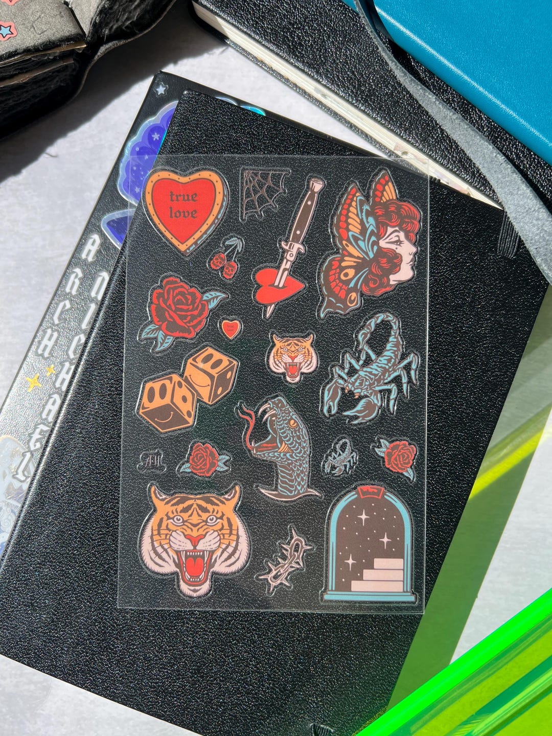 Americana Tattoo Sticker Sheet, Tattoo Sticker Sheet, Scorpion Sticker ...